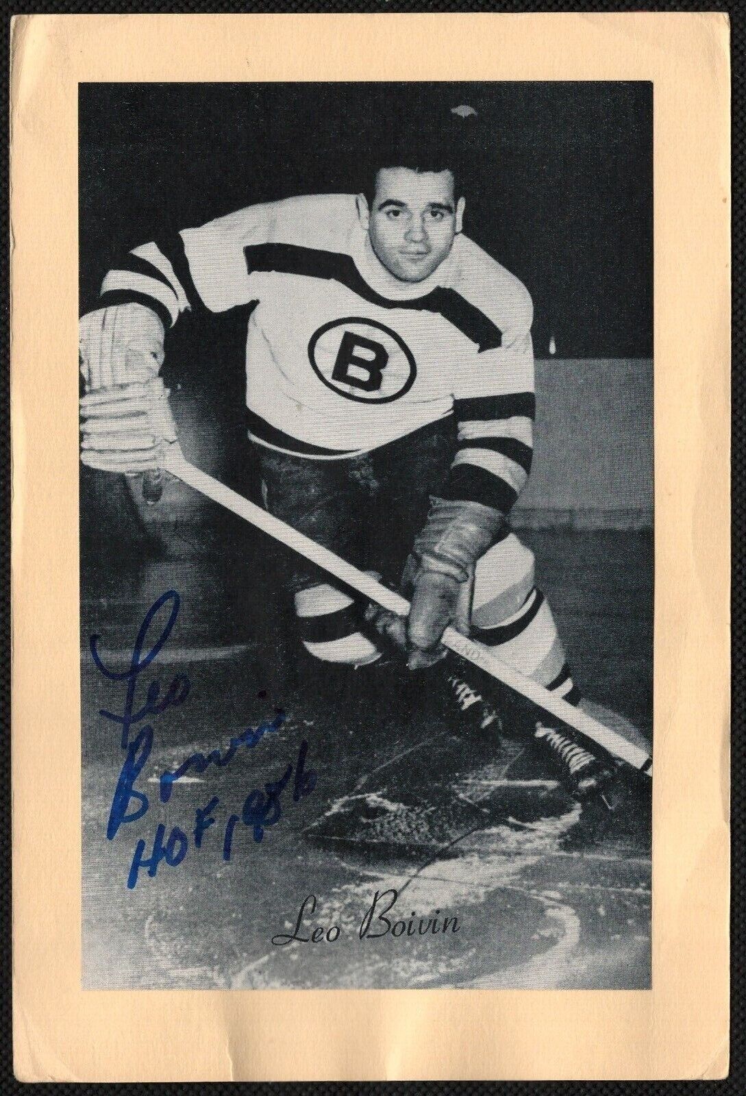 Leo Boivin Autographed Signed Boston Bruins HOF 1944-63 Beehive Group 2 ...
