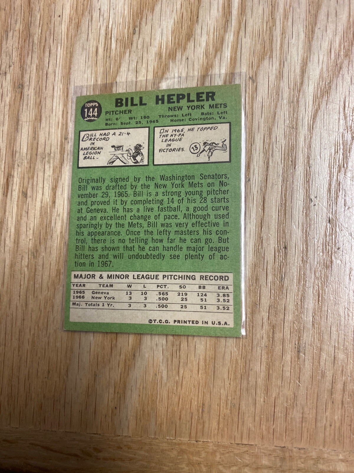 1967 Topps Baseball Bill Hepler New York Mets Card #144 | eBay