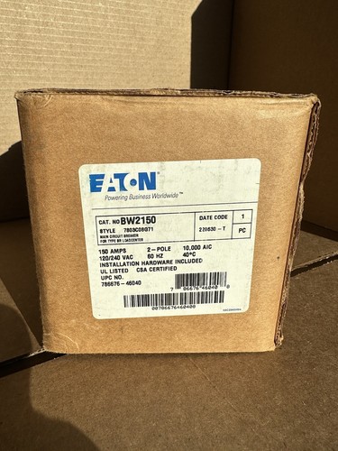 Eaton BW2150 150A Main Circuit Breaker - Black 786676460408| eBay