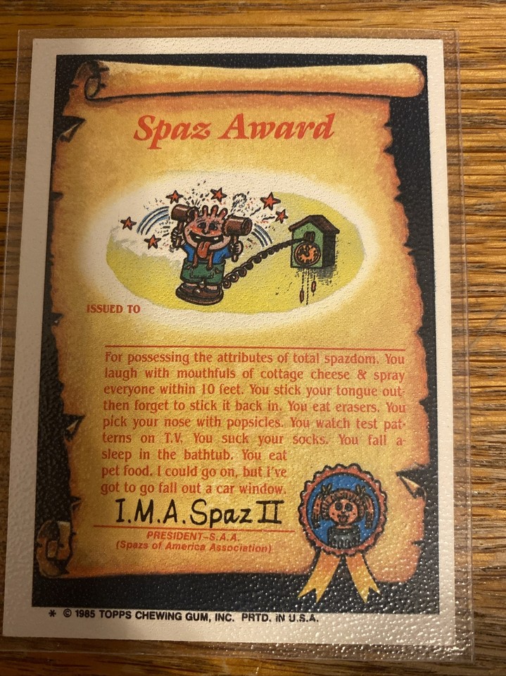 Garbage Pail Kids 30th Anniversary Patty Putty 42a- Spaz Award | eBay