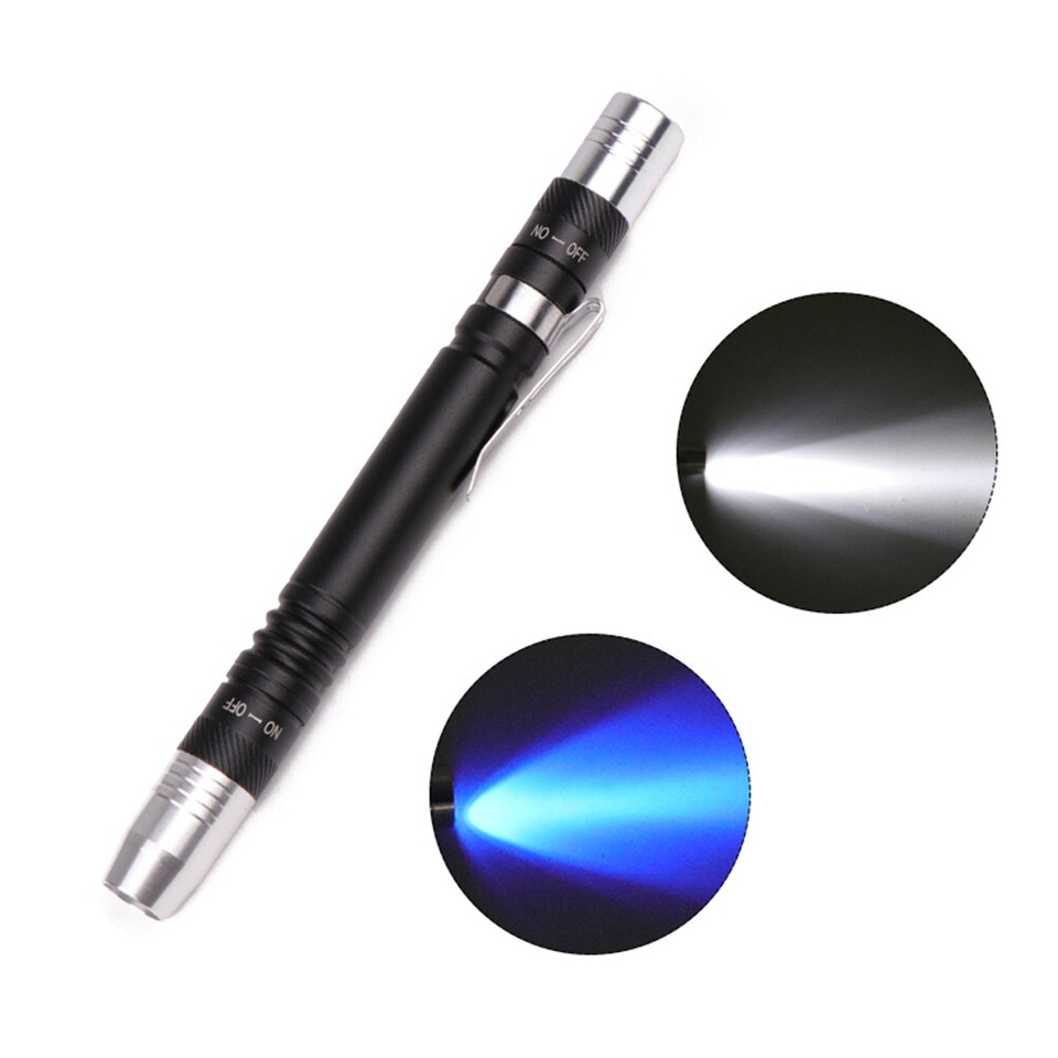 Portable Mini Pen Light XPE LED 2 in 1 UV Flashlight 395nm Detector ...
