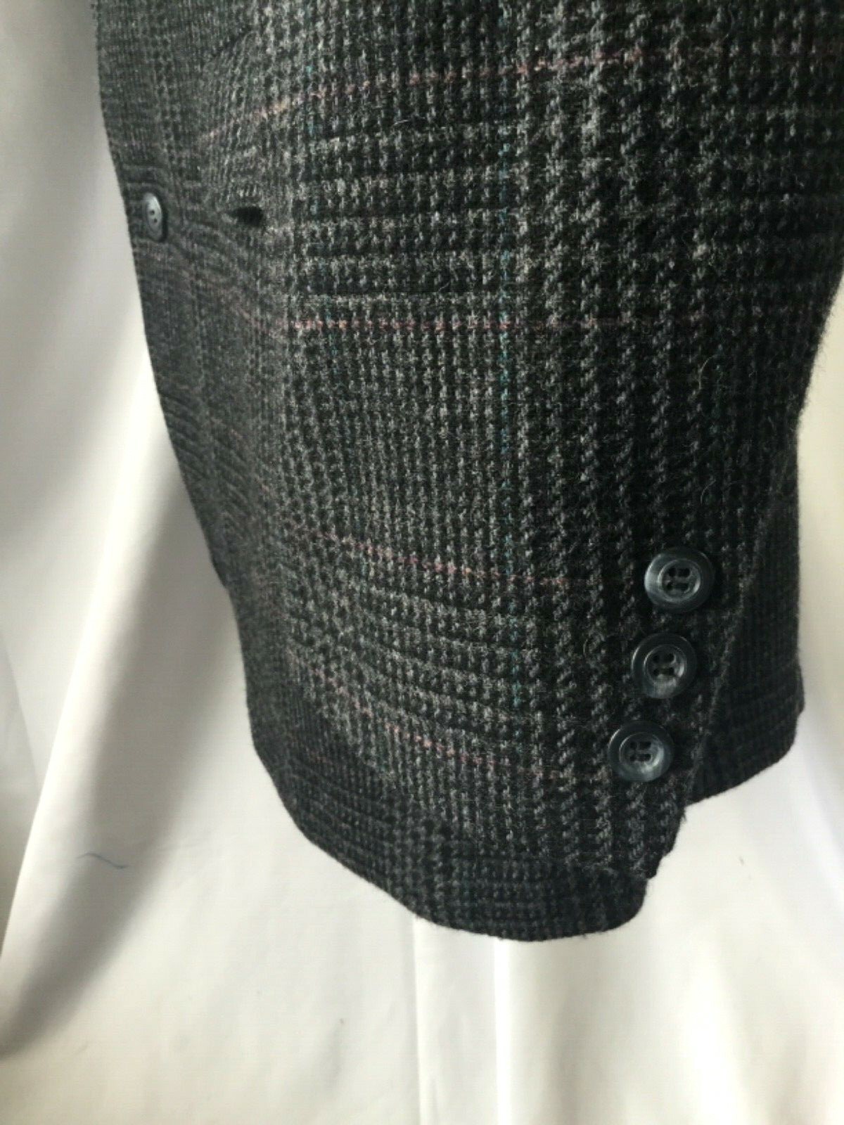 ADAMS ROW Men's Medium 40 R Wool Gray & Black Glen Plaid Sport Coat ...