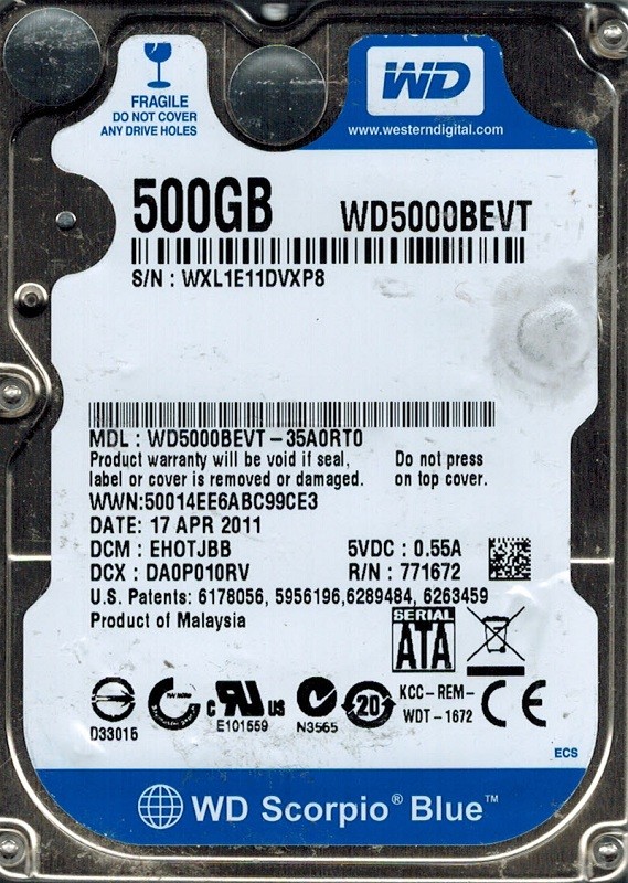 Western Digital WD5000BEVT-35A0RT0 500GB DCM: EHOTJBB | eBay