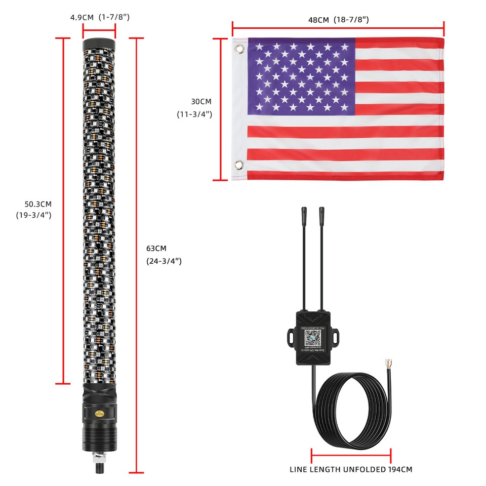 Pair Fat 2FT RGB Spiral Whip Lights Antenna For JEEP RAM GMC Ford Chevy ...