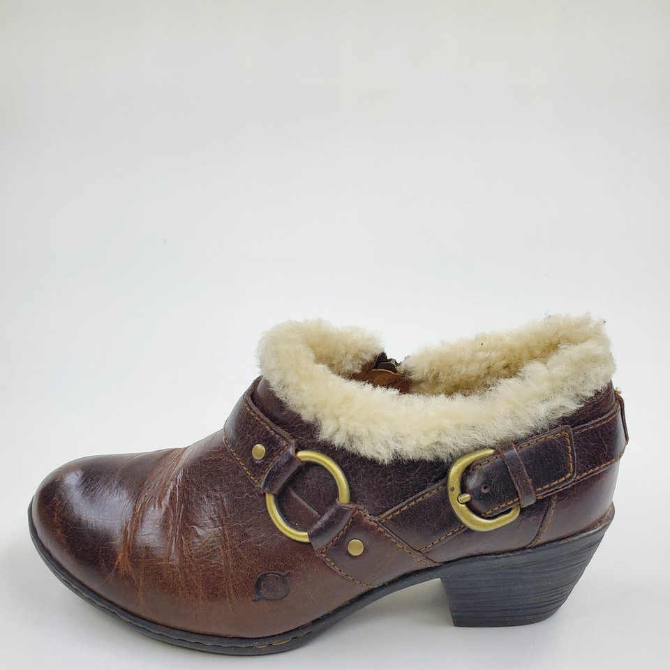 Born Boots CITA Women Size 10 Ankle Bootie Sheepskin Lined Brown ...