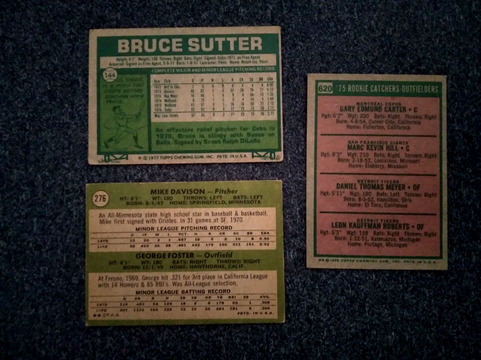 1971 1975-77 Topps Gary Carter George Foster Bruce Sutter Rookie ...