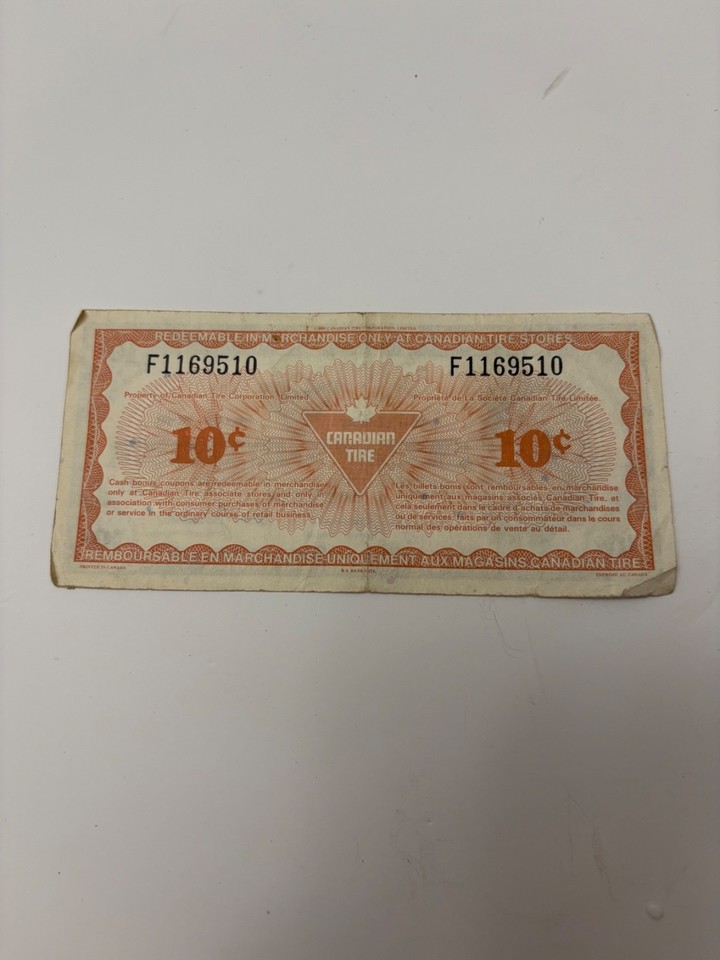 Canadian Tire 10 cent Cash Bonus Bank Note (Issued in 1989) | eBay