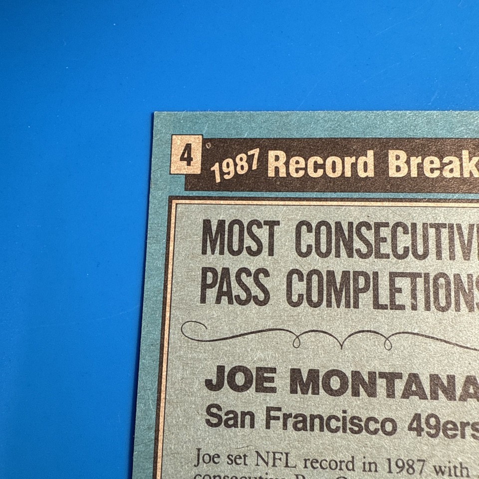 1988 Topps 1987 Record Breakers Joe Montana #4 HOF Fresh Pull! Sharp ...