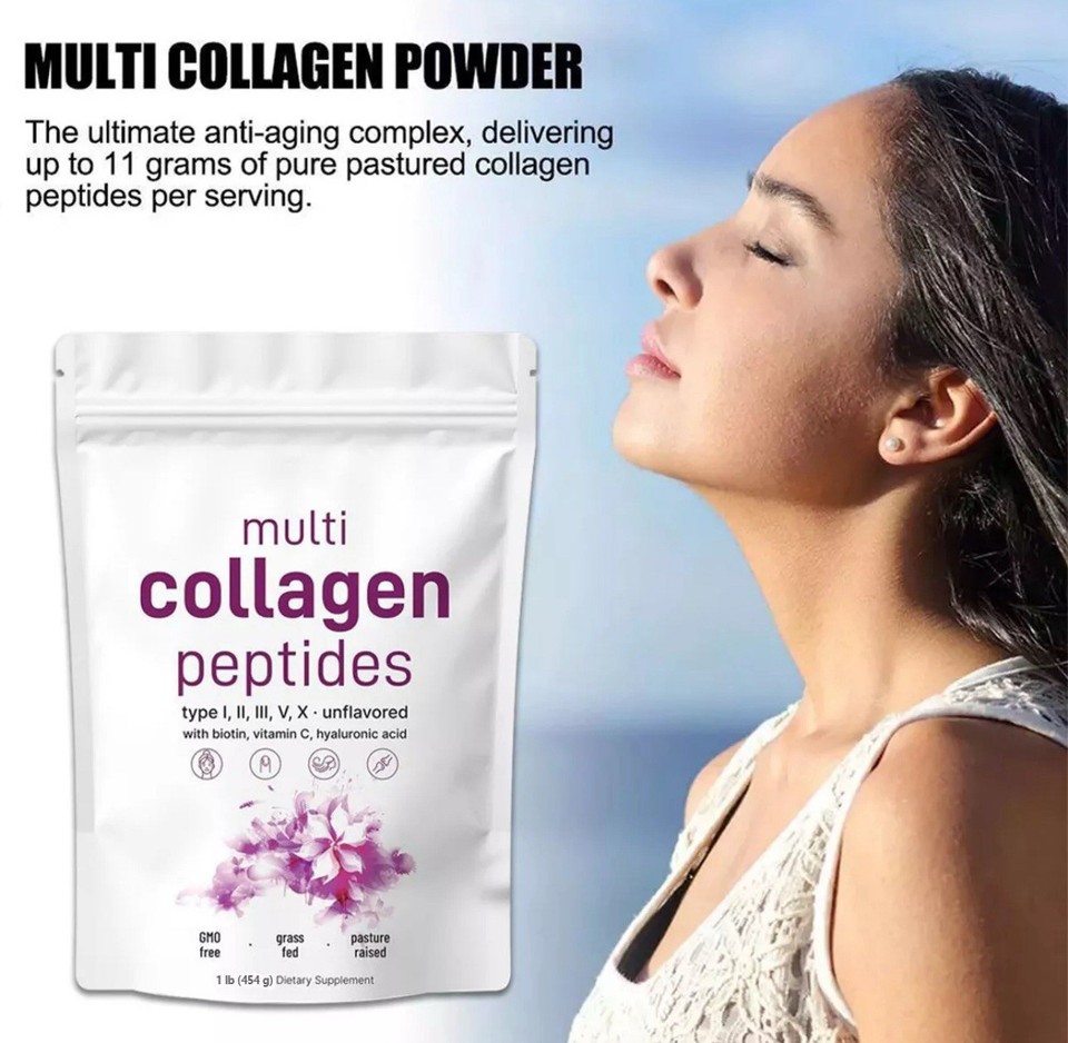 Multi Collagen Peptides Powder -Hydrolyzed (Type I, II, III, V, and X ...