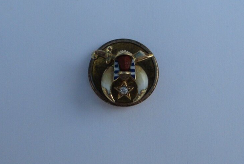 Vintage Masonic 14K Gold Diamond Terra Cotta Shriner Scimitar Sword Pin ...