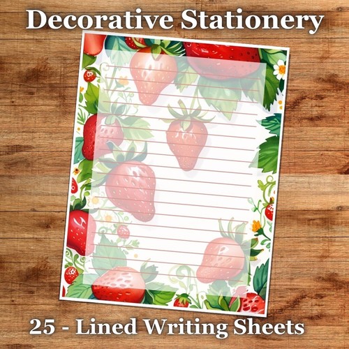 Strawberry-25 Sheets Decorative Paper Letter Writing Paper Color ...