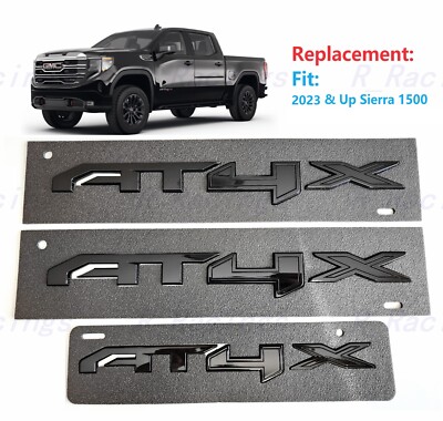 3PCS Gloss Black Doors Rear AT4X Emblems GMC 2022+ Sierra 1500 | eBay