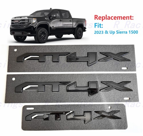 3PCS Gloss Black Doors Rear AT4X Emblems GMC 2023-2024 Sierra 1500 | eBay