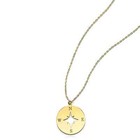 14K Real Gold Compass Rose Disc North Star Round Pendant Cable Necklace ...