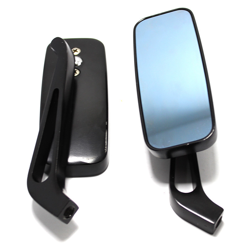 UNIVERSAL MOTORCYCLE BLACK RECTANGLE CUSTOM REARVIEW MIRRORS FOR HARLEY ...