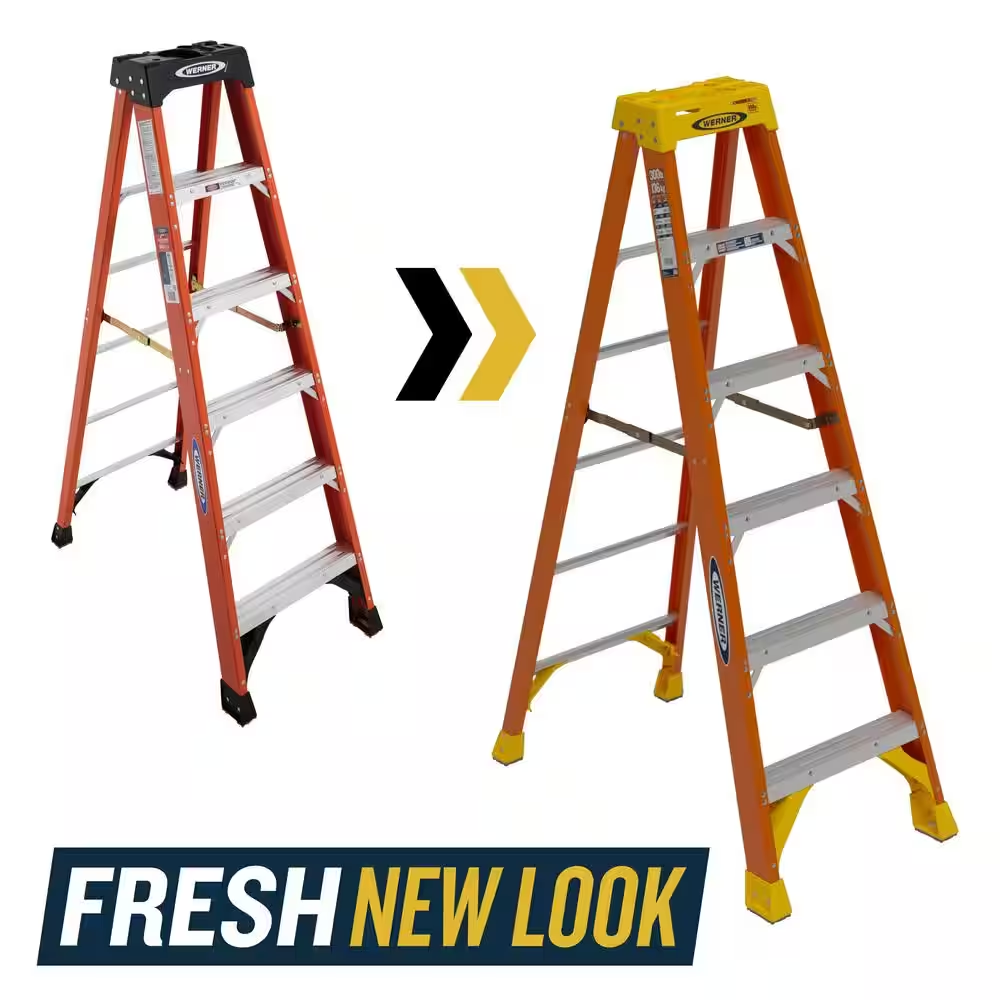 Werner 6 Ft Fiberglass Step Ladder 300 Lb Load Capacity Werner 10 Ft.