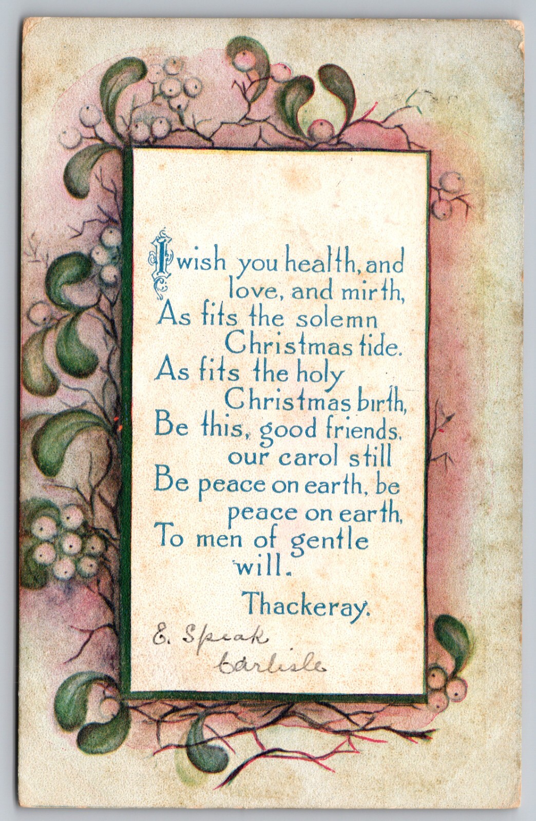 Postcard: Christmas, Thackeray Poem, F. A. Owen Pub. Co., Posted 1911 ...