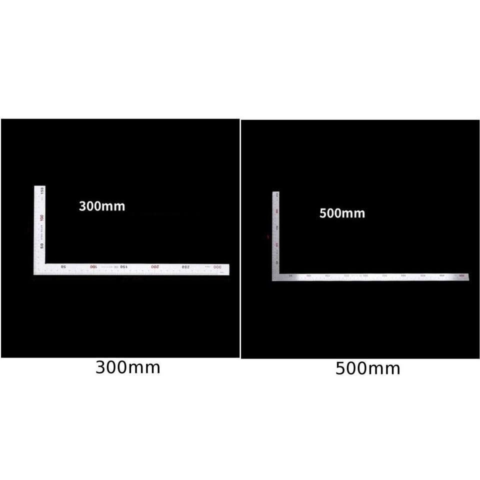 300/500mm Stainless Steel L-Square Angle Measure Ruler Carpenter ...