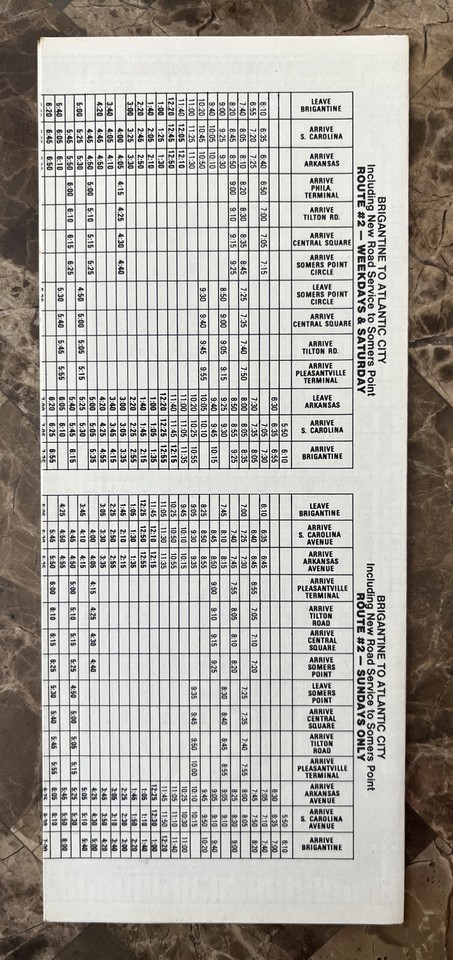 June 30, 1980 Atlantic City Transportation Company Bus Timetable ...