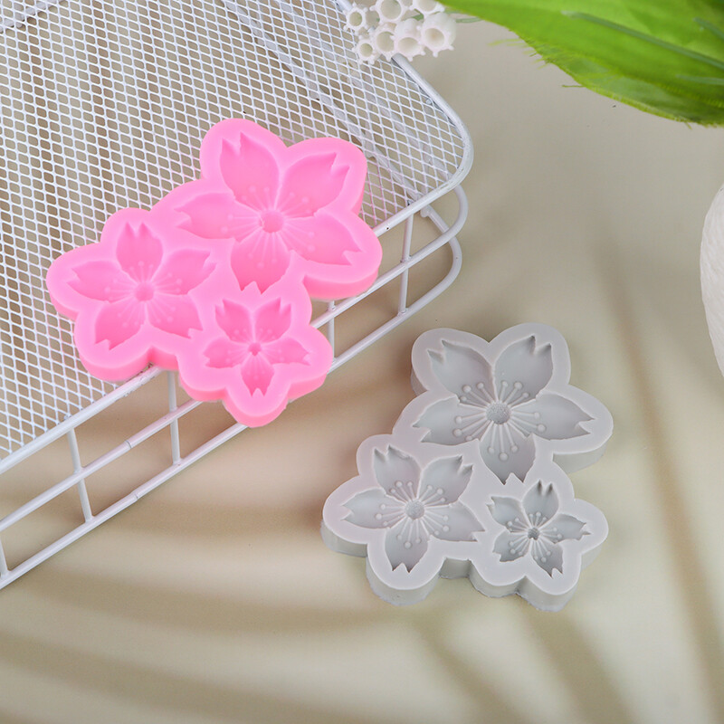 3 Cavity Sakura Flower Shape Silicone Mold DIY Fondant Cake Decor ...