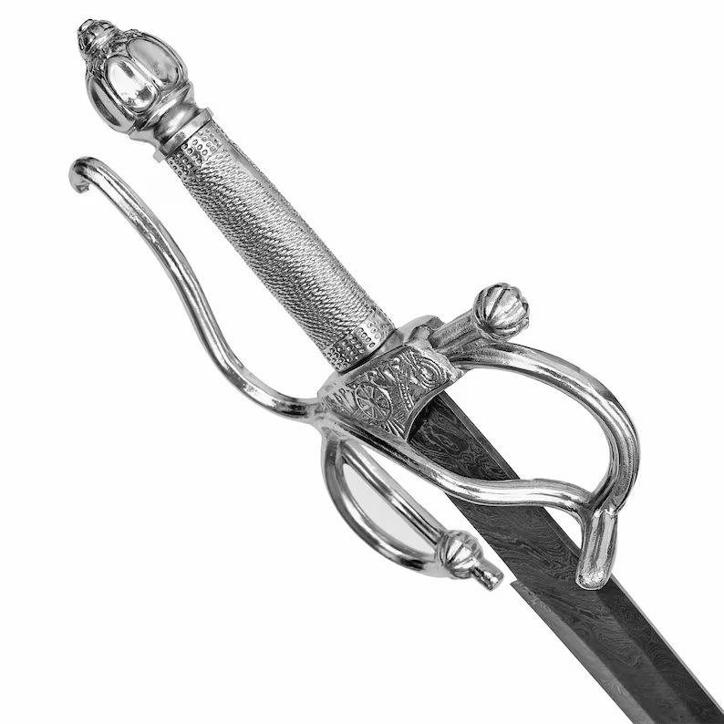 Damascus Steel Marvelous Handmade Medieval zorro Rapier Sword LEATHER ...