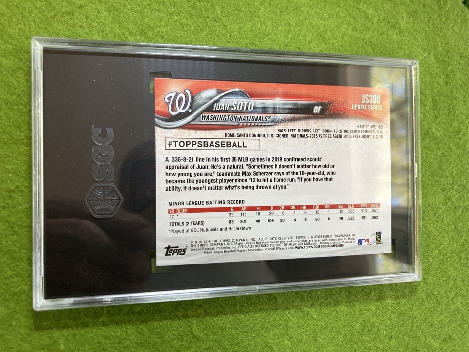 Juan Soto TOPPS ROOKIE CARD SGC 9.5 RC 2018 JUAN SOTO Topps Update MAKE ...