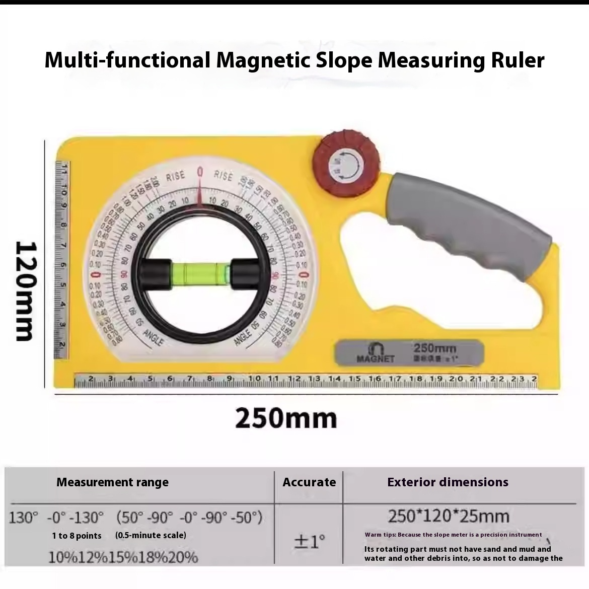 Magnetic Dial Gauge Angle Finder Inclinometer Protractor Clinometer ...
