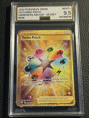 Pokemon AGS 9.5 Turbo Patch Gold Darkness Ablaze 200/189 Secret Gold ...