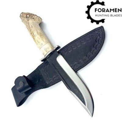 Premium Hand Forged Carbon Steel Rat-Tail Hunting bowie Knife Crown ...