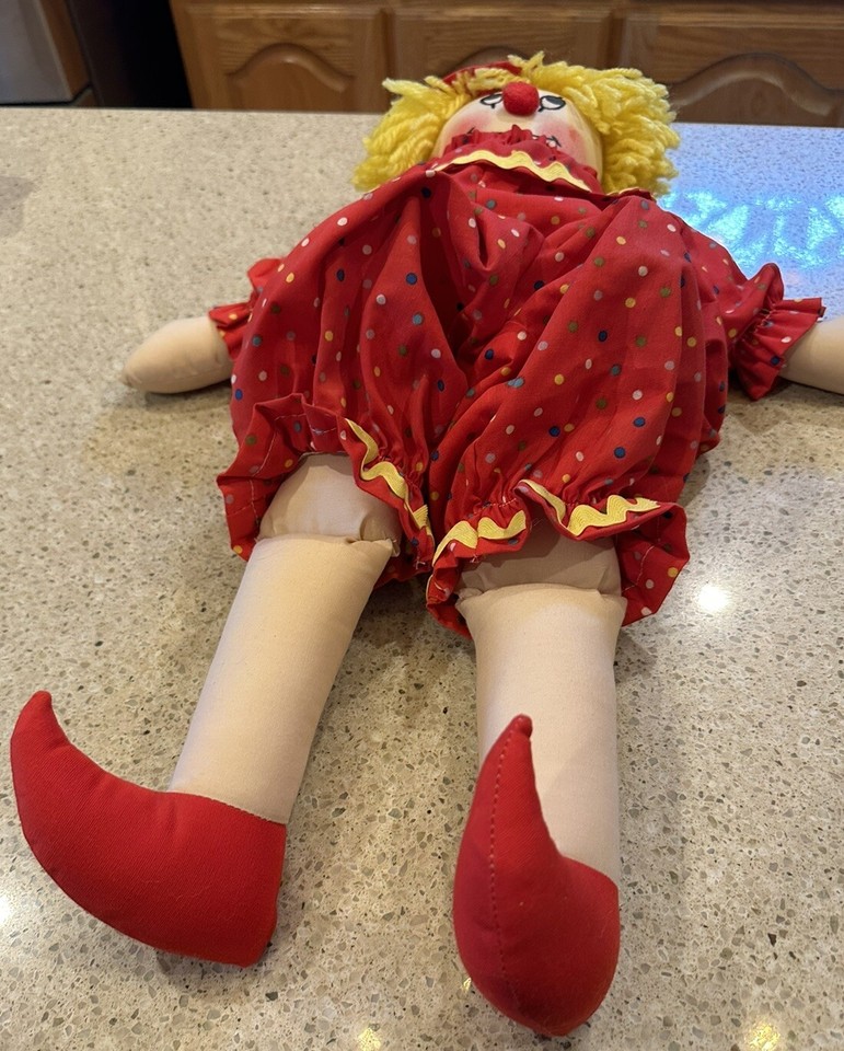 RAG DOLL CLOWN CLOTH DOLL 24” VERY GOOD CONDITION- Unbranded | eBay