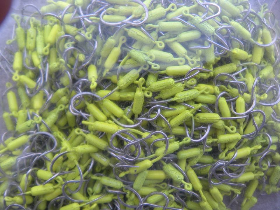 100 1/8 oz YELLOWTAIL SNAPPER JIGS Mustad Sharp Saltwater Hooks Lot of ...