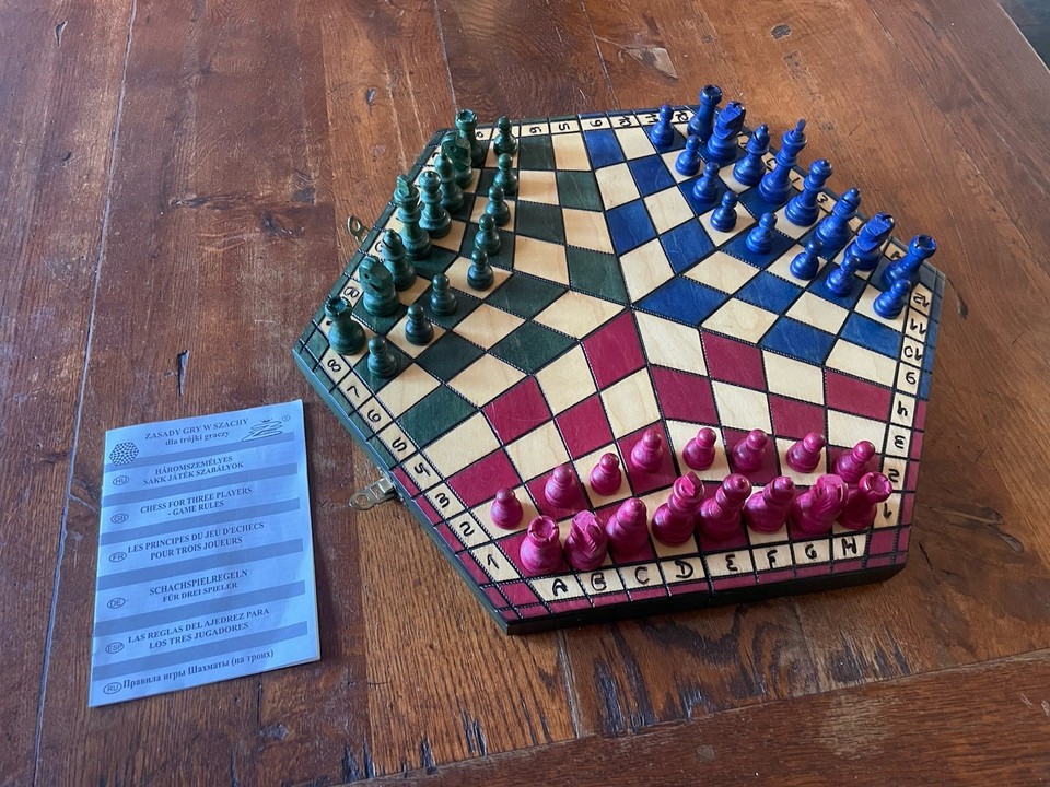 Zurek Three Player Wooden Chess Set Board Game - Made In Poland ...