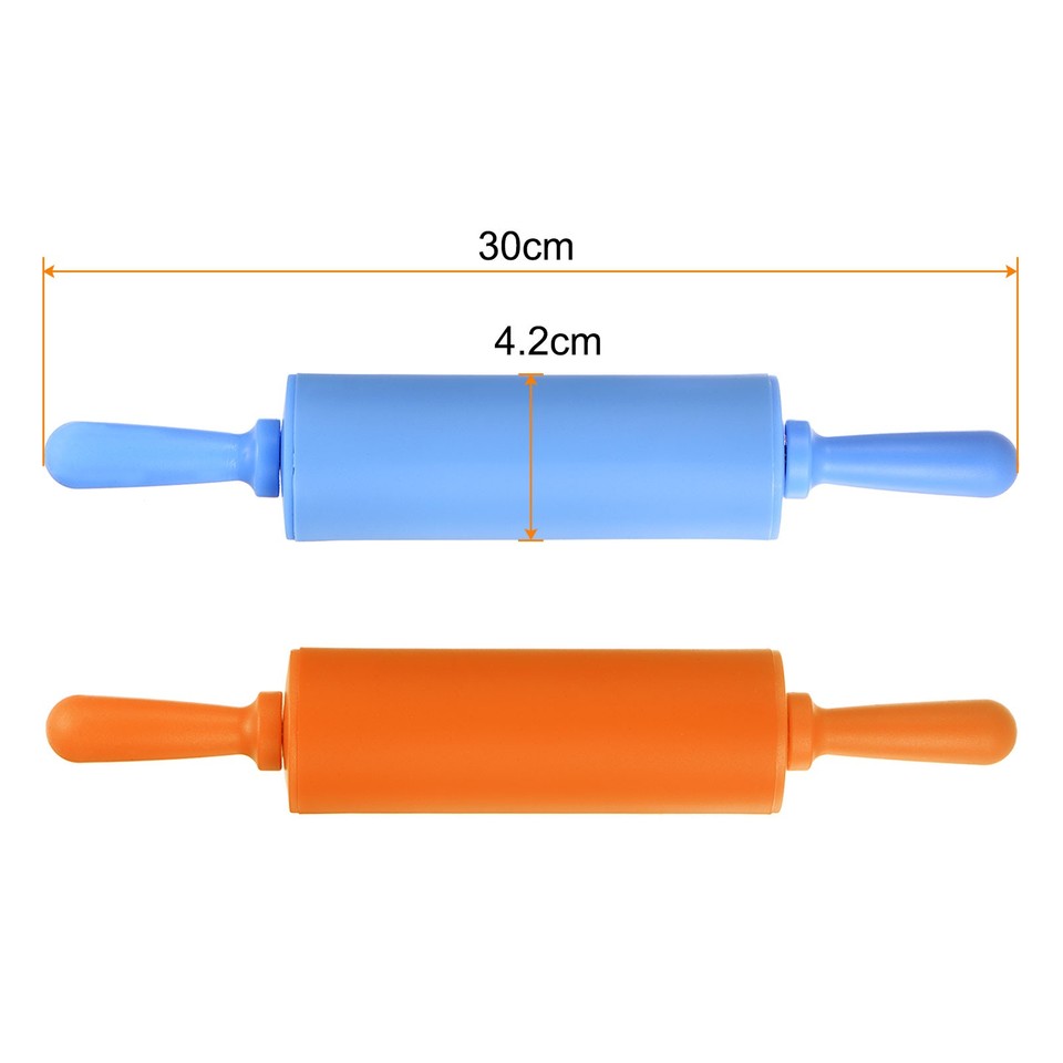 Silicone Rolling Pins for Baking 30cm x 4.2cm Blue & Orange | eBay