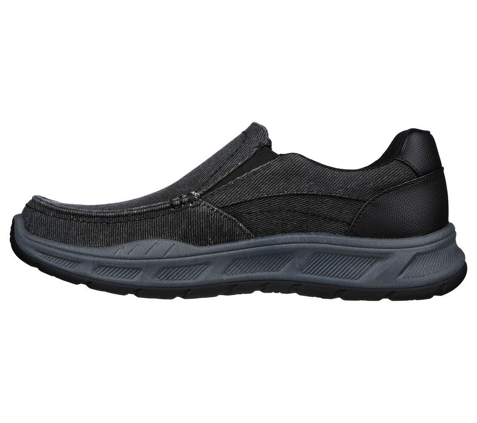 Skechers Men’s Relaxed Fit Slip-On Shoes – Black Canvas Cohagen Viera ...
