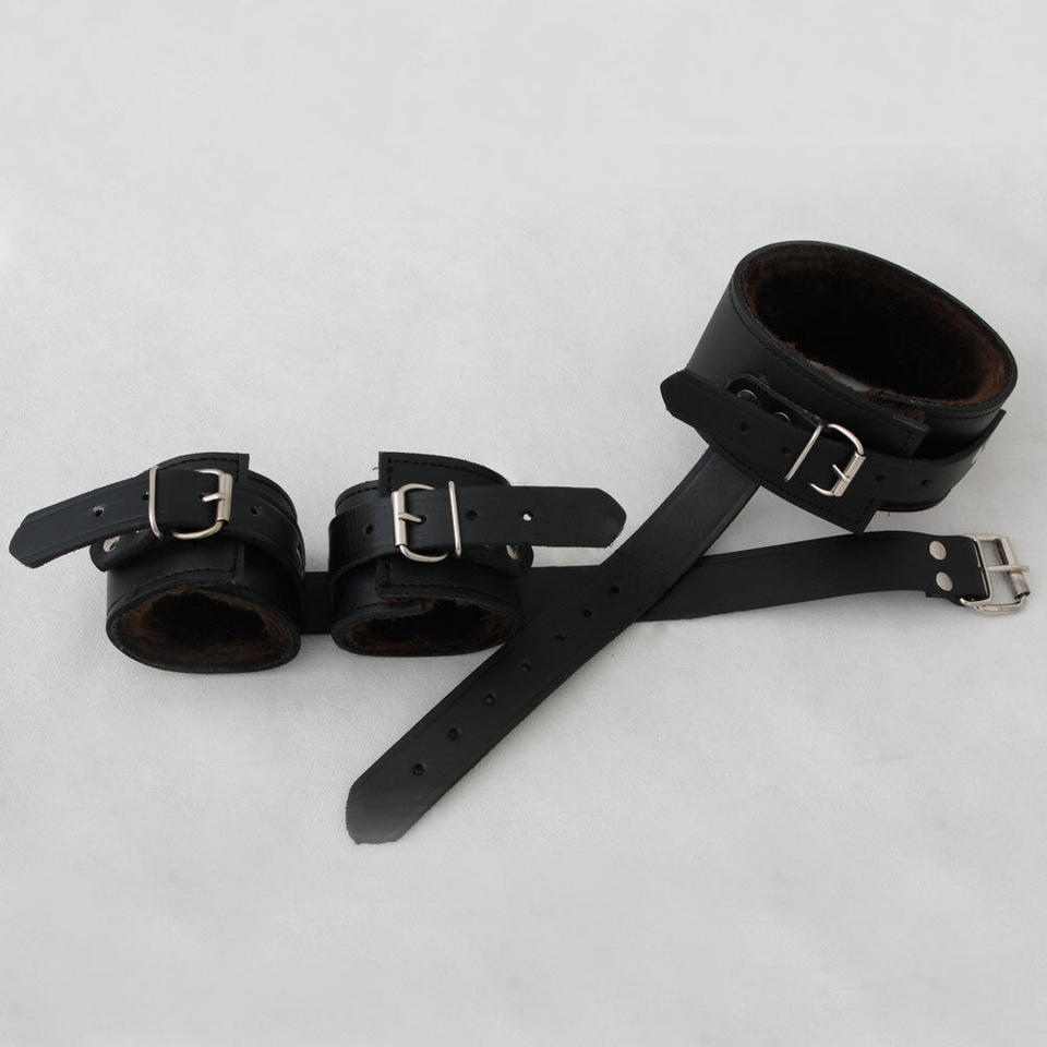 Real Cow Leather Wrist Cuffs, Neck Cuffs Restraint Bondage Back Cuffs ...
