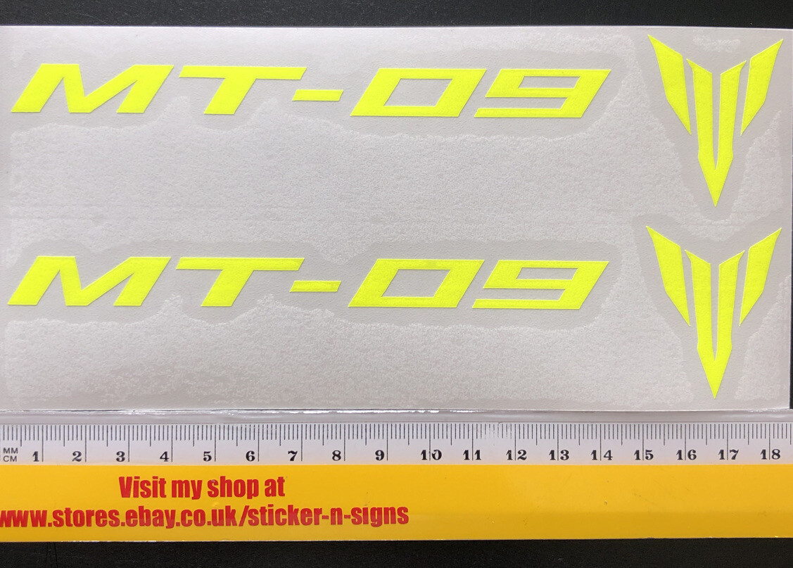 2x Fluro Yellow MT-09 180mm x 40mm Stickers Most Colours | eBay UK