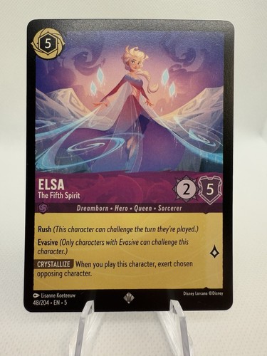 Elsa The Fifth Spirit 48/204 Non-Foil Super Rare Disney Lorcana ...