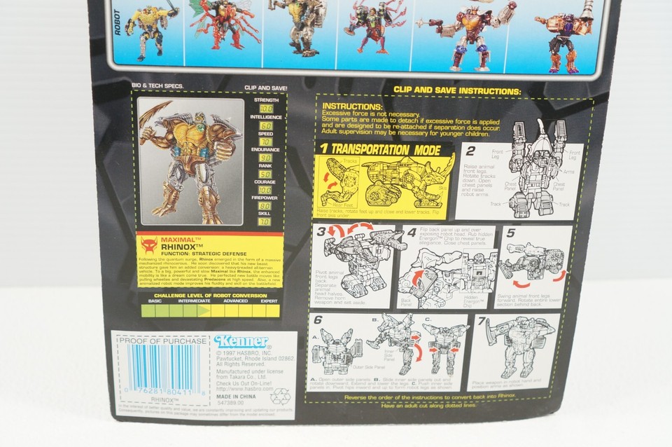 Transformers Beast Wars Transmetals Rhinox Figure 1997 Hasbro Vintage ...