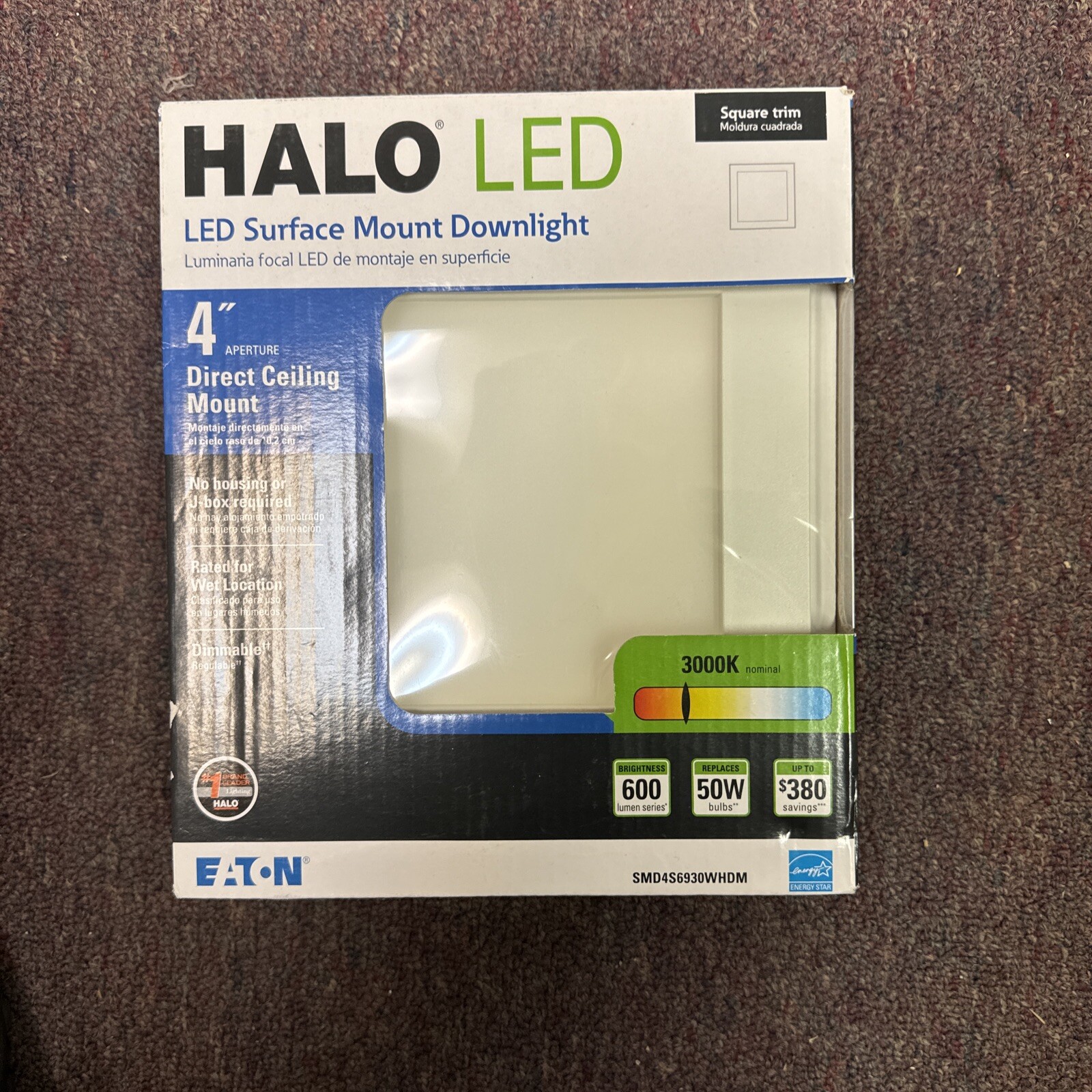 Halo SMD-DM 4 in. Square 3000K Remodel Canless Recessed Integrated LED ...