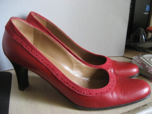 Women's Via Condotti Red leather/suede shoes made in Italy size 39 ...