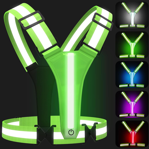 LED Reflective Vest Running Gear, 5 Colors Lights up Running Vest ...