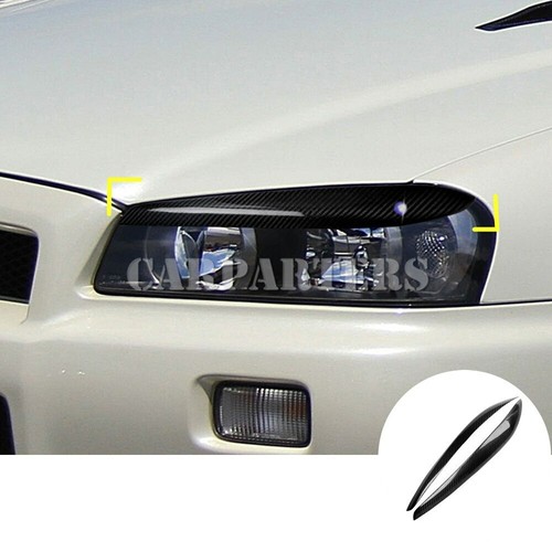 For Nissan Skyline R34 GTR GTT Carbon Fiber Headlight Eyebrow Eyelid ...
