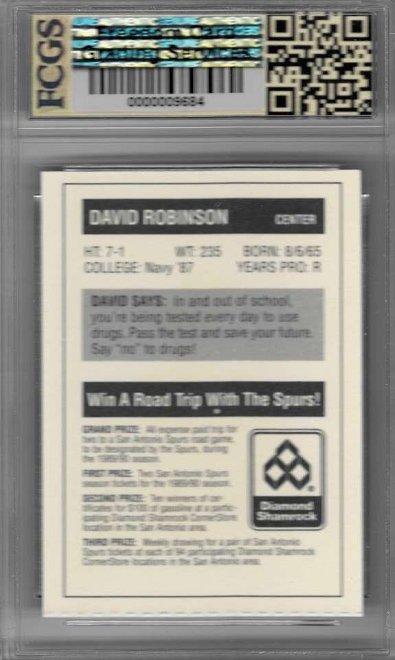 1988 - 1989 Spurs Police David Robinson RC Graded FCGS 9 MINT | eBay