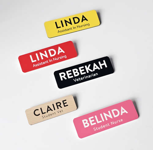 Custom Engraved Name Badge Tag Place Name Pin Fastener Magnet Staff ID ...