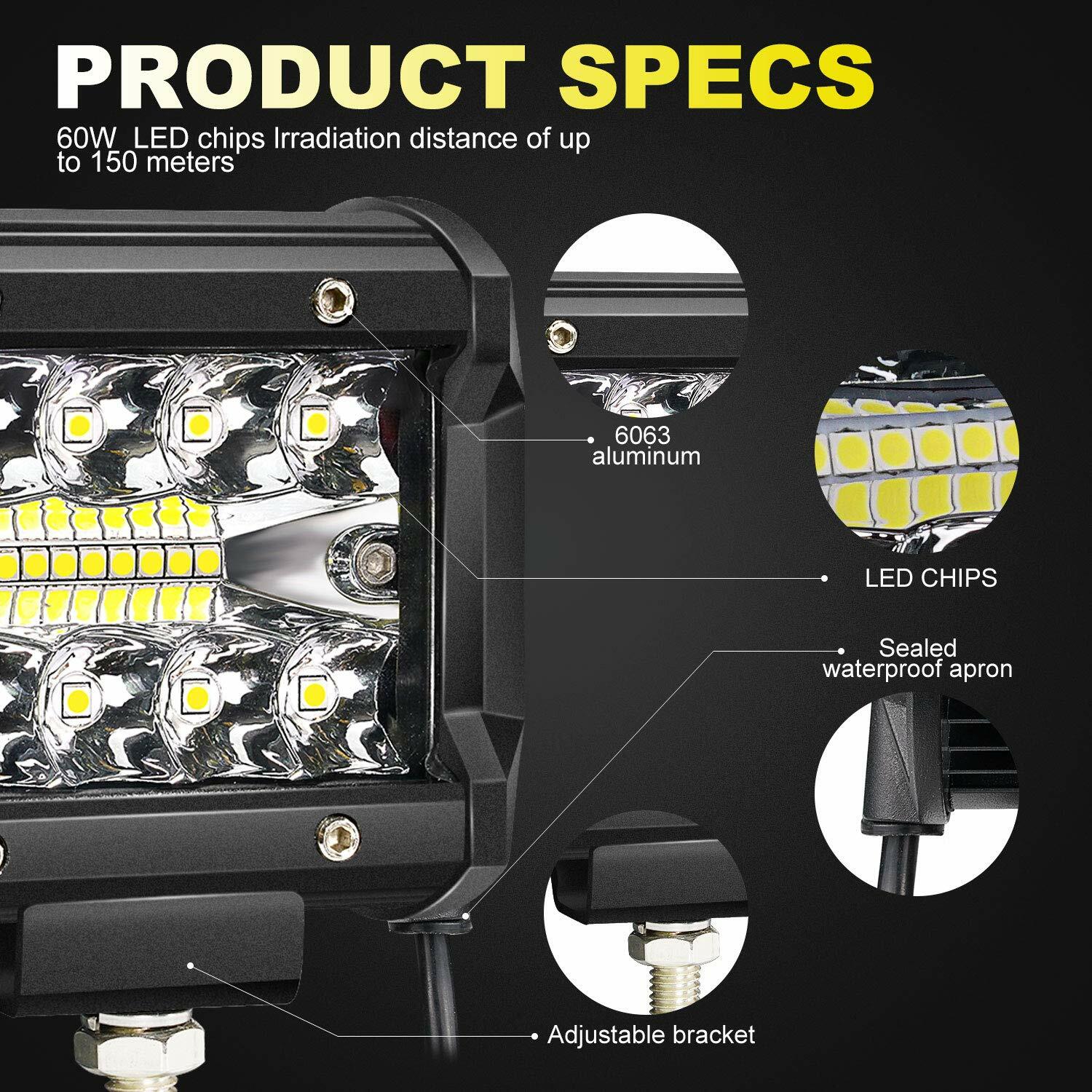 32inch 672W LED Light Bar Spot Flood Combo Off Road Fog SUV ATV Pickup ...