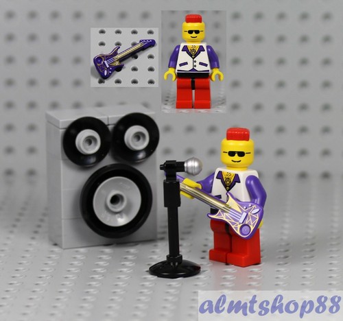 LEGO - Rock Star Guitarist Minifigure w/ Guitar & Microphone Stand ...