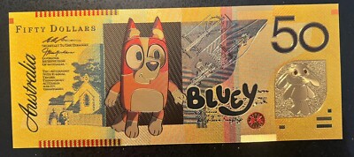 “Bluey 50 Dollarbucks Australian” Golden Foil Novelty Toy Note 2024 ...