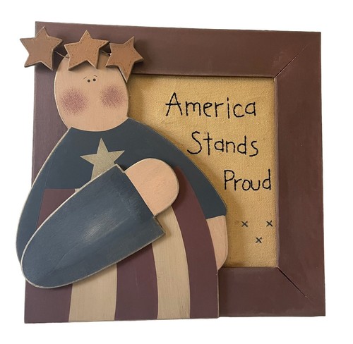 Wooden Rustic America Stands Proud 3D Handpainted Patriotic 4th Of July ...