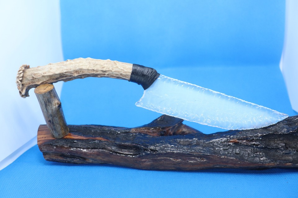 Flint Knapped Opalite Knife Blade on Deer Antler handle Handmade ...