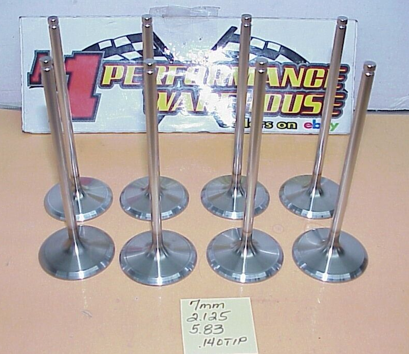 8 NEW ZANZI Titanium Intake Valves 7 MM 2.125" Head 5.830" Long .140 ...